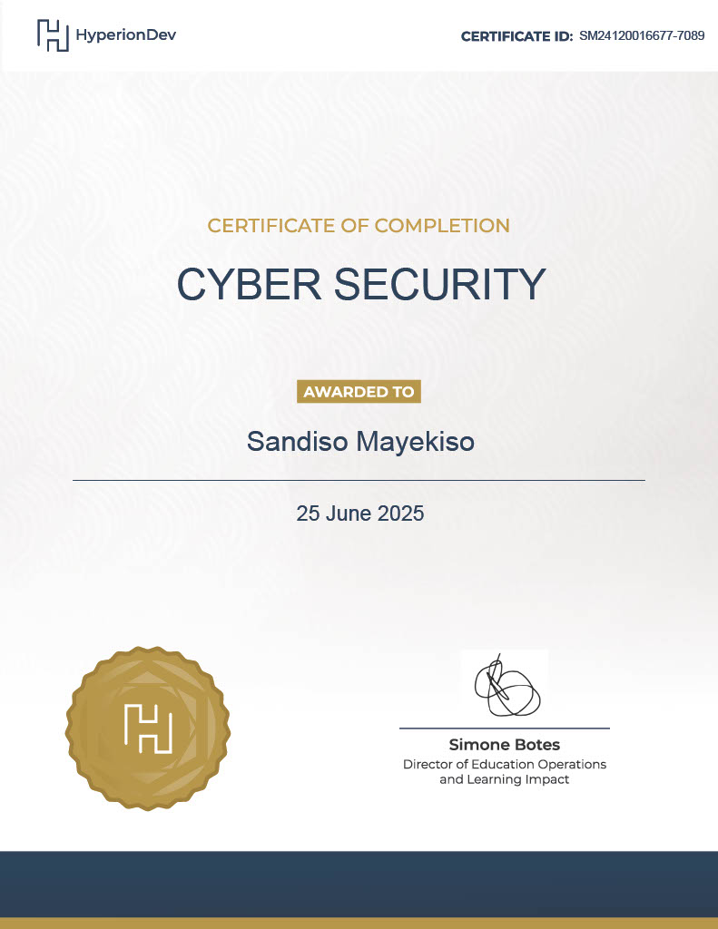 CyberWithSandiso | Portfolio Dashboard